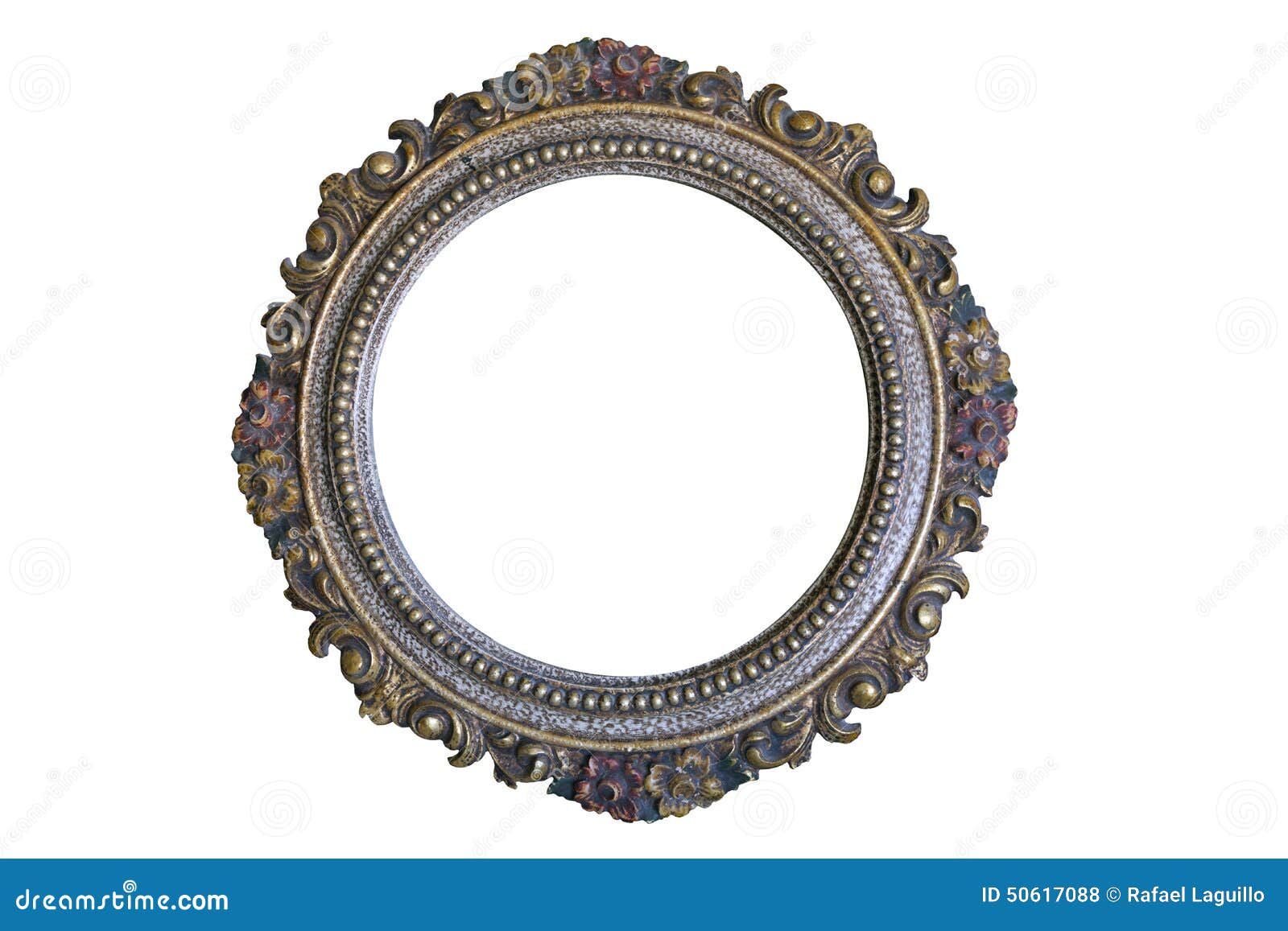 Antique Round Frame Isolated on White Stock Photo - Image of adornment ...
