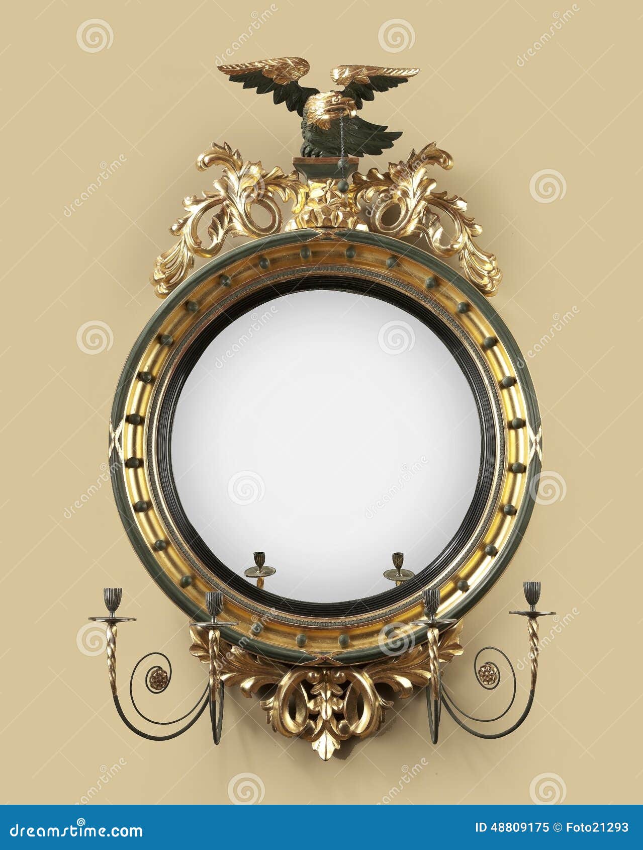 Antique round hall mirror stock image. Image of houses - 48809175
