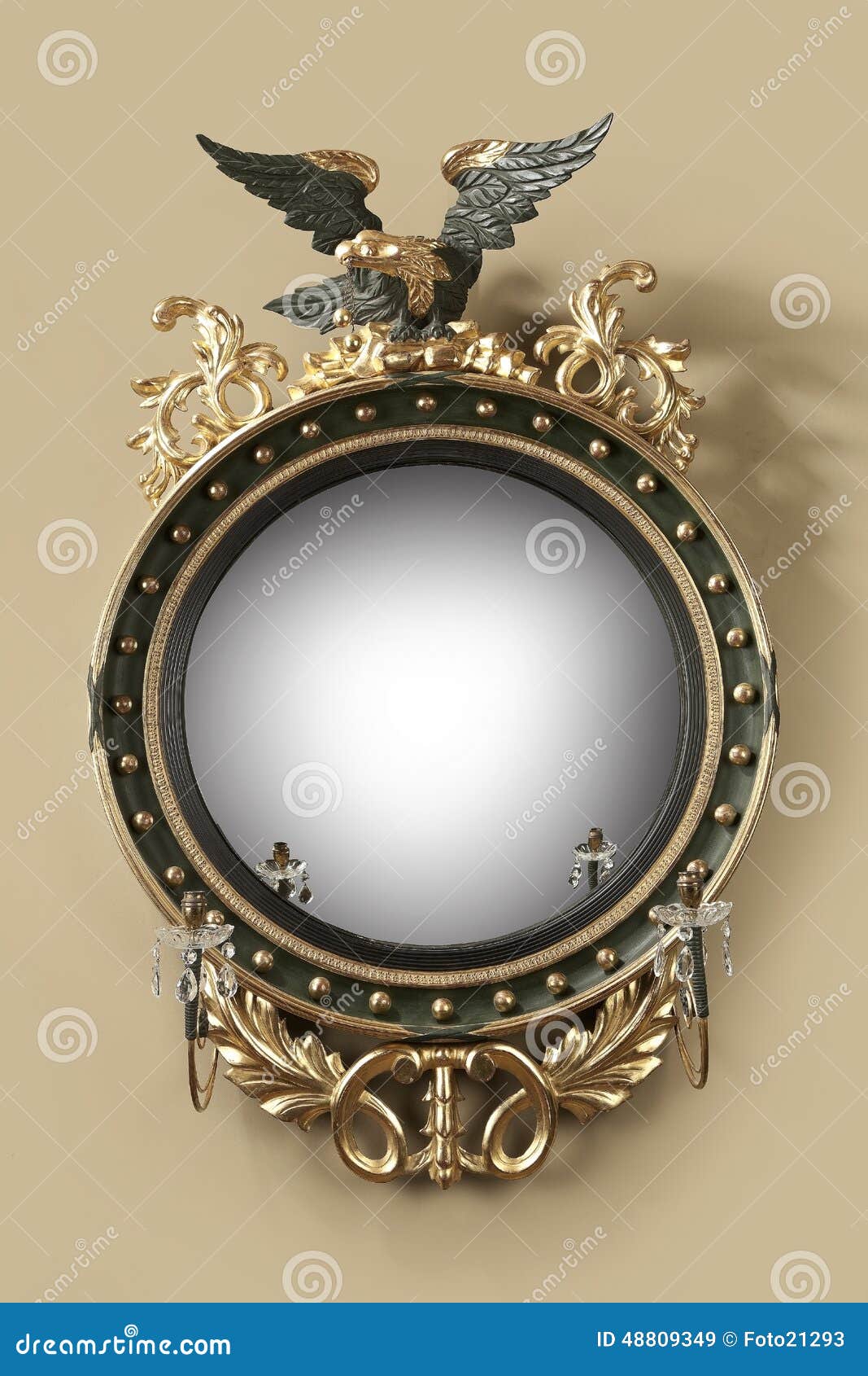 Antique round hall mirror stock image. Image of gold - 48809349