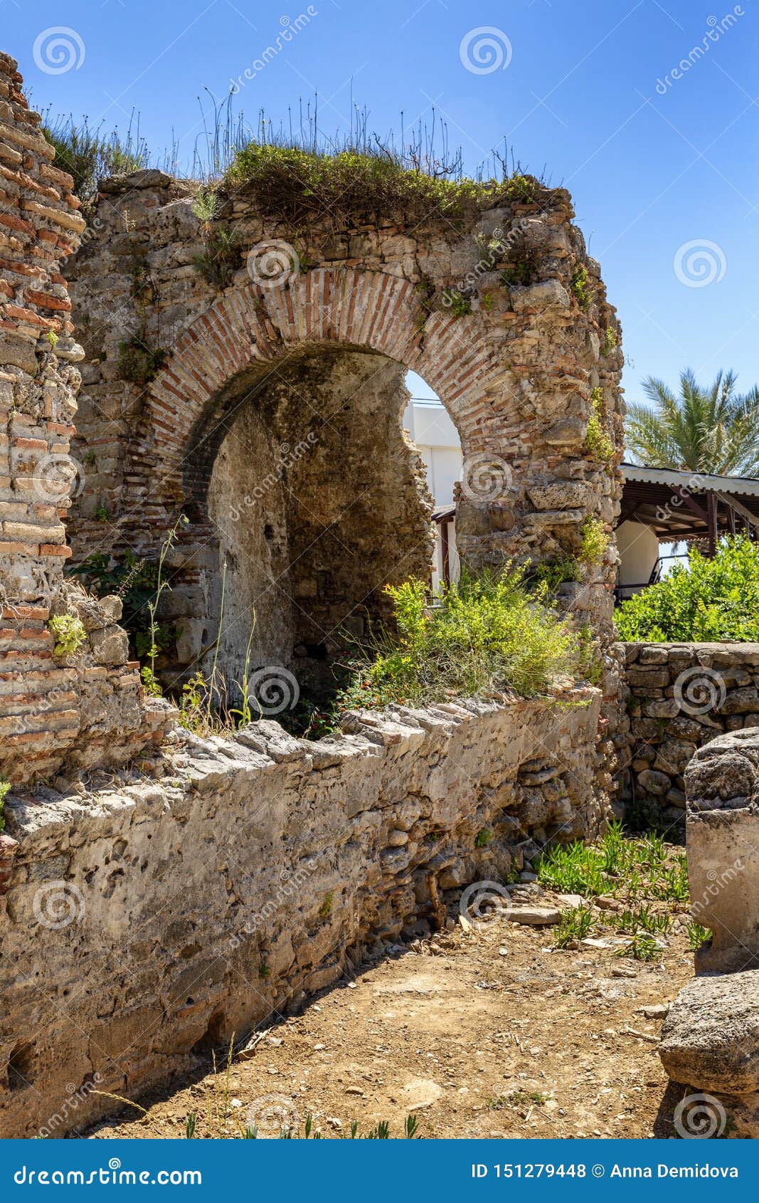 Antique Ruins in the Park on a Bright Sunny Day. Stock Photo - Image of ...