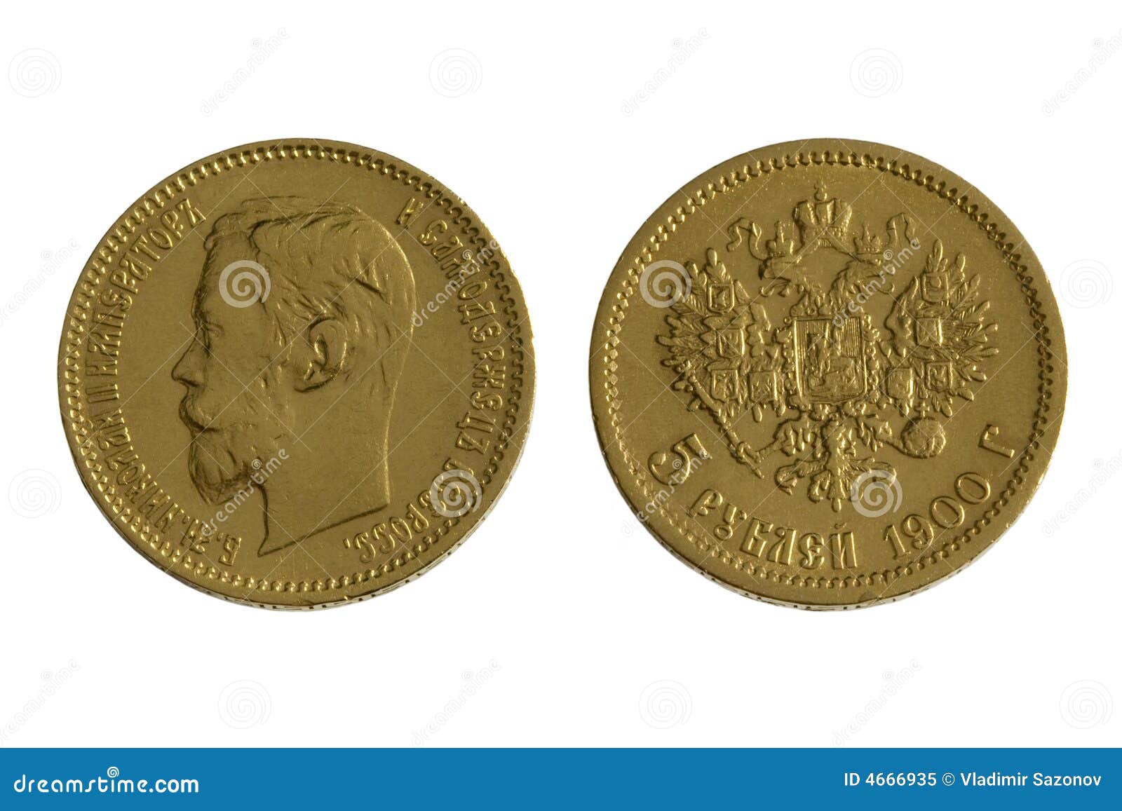 Antique Russian Coin of 1900 (gold) , Isolated Stock Image - Image of ...