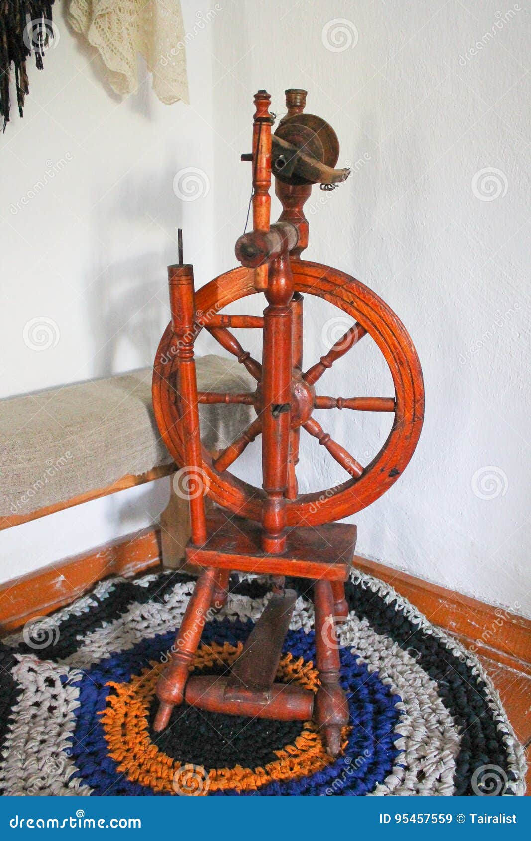 Antique Russian Spinning Wheel Stock Image - Image of ancient, wooden ...