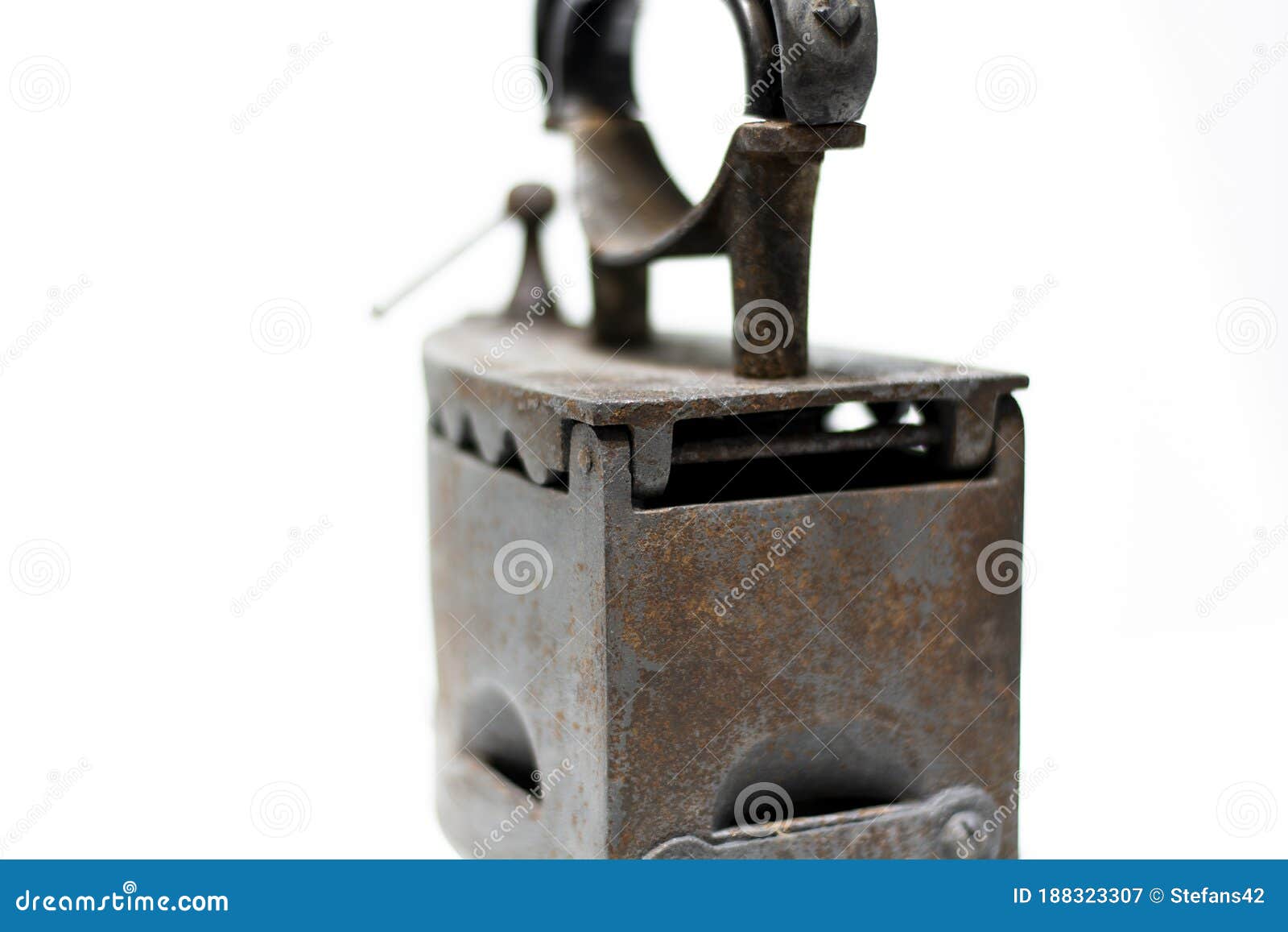 Antique,rusty Coal Iron on White Background.Back View. Stock Image ...