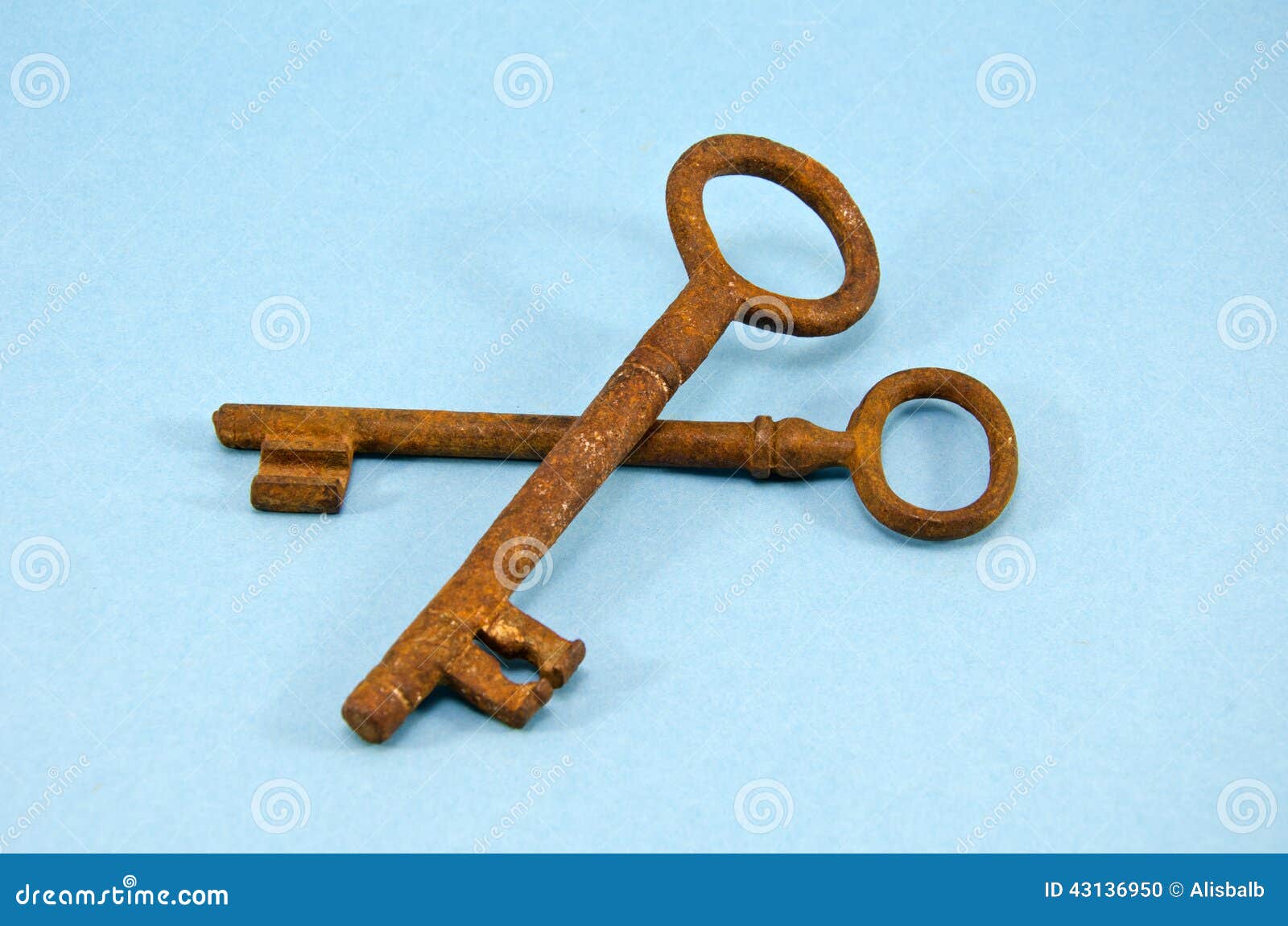 Antique Rusty Metal Key on Blue Background Stock Photo - Image of dirty ...