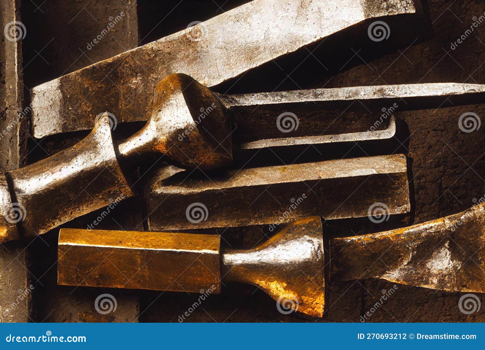 Antique Rusty Objects in Form of Hammer and Anvil for Metal Processing ...