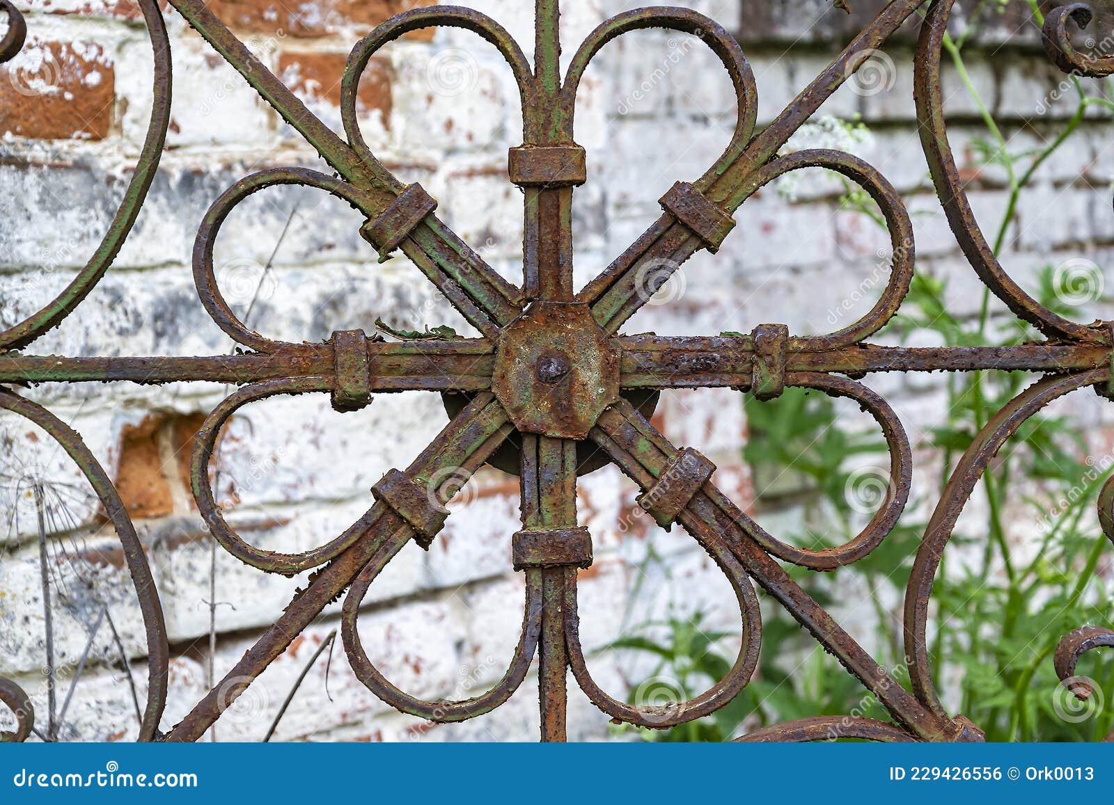 Antique, Rusty, Shaped Metal Grating Stock Photo - Image of curly ...