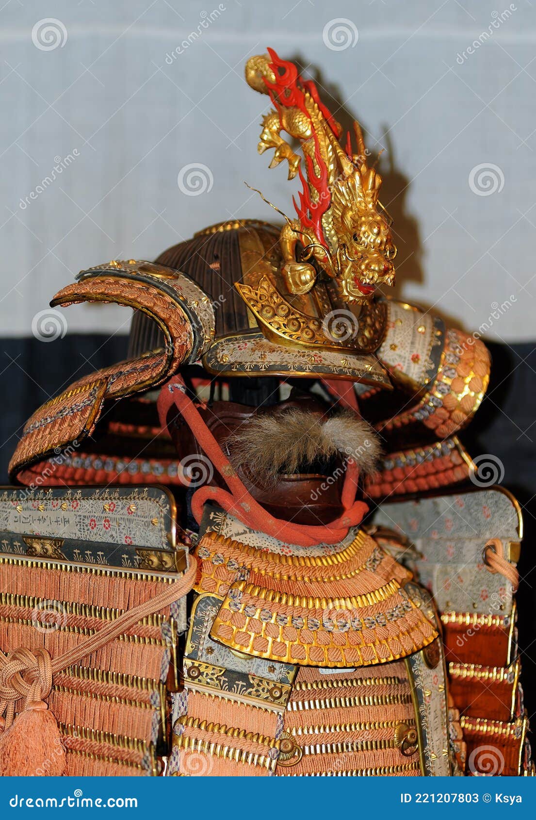 Antique samurai helmet editorial stock photo. Image of costume - 221207803