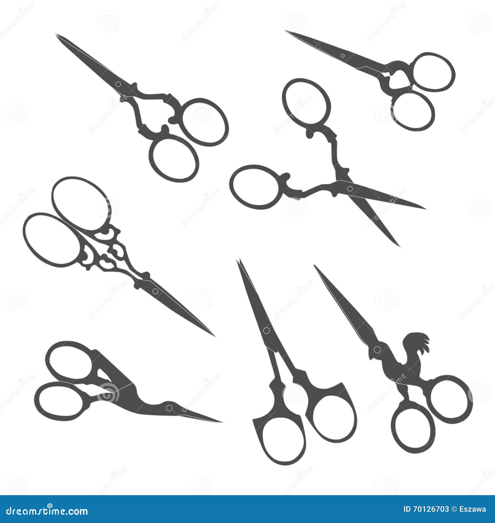 Antique Scissors. Collection of Vintage Accessories Stock Vector ...