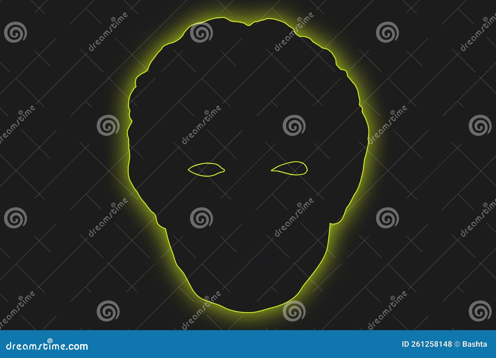 Antique Sculpture of Human Face in Artificial Intelligence Glow Neon ...