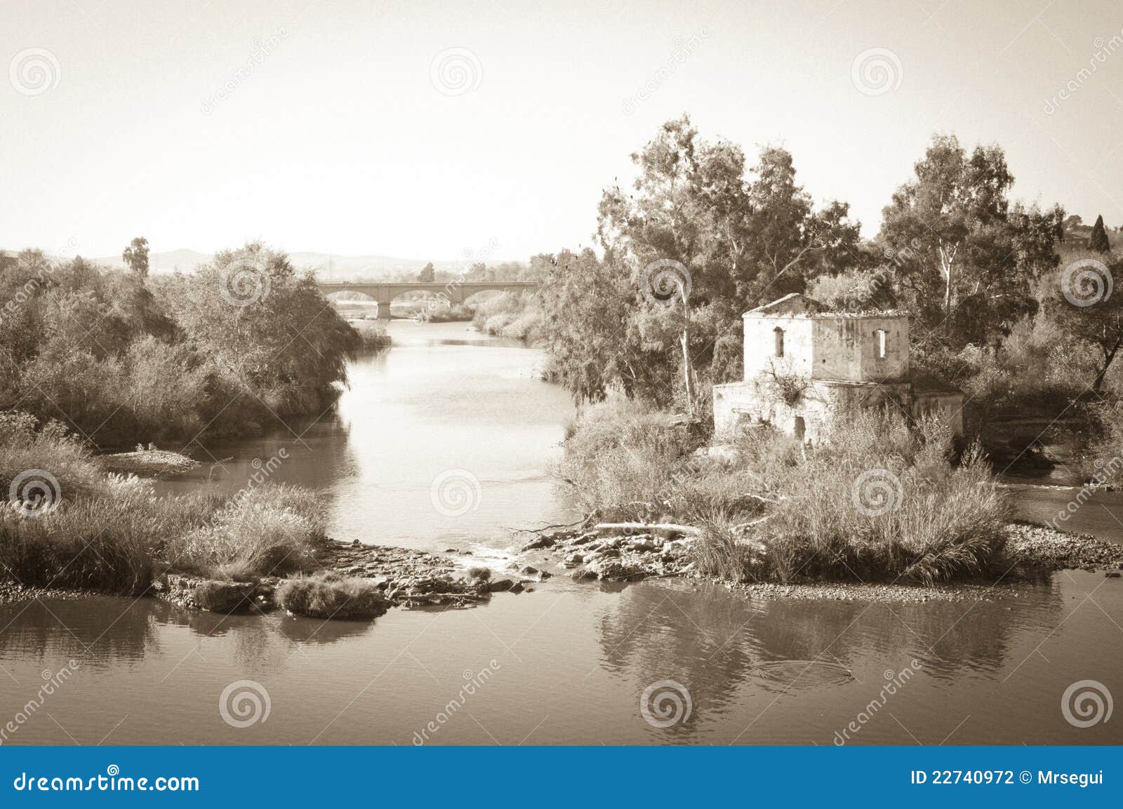 Antique Sepia Cordoba Landscape Stock Photo - Image of guadalquivir ...