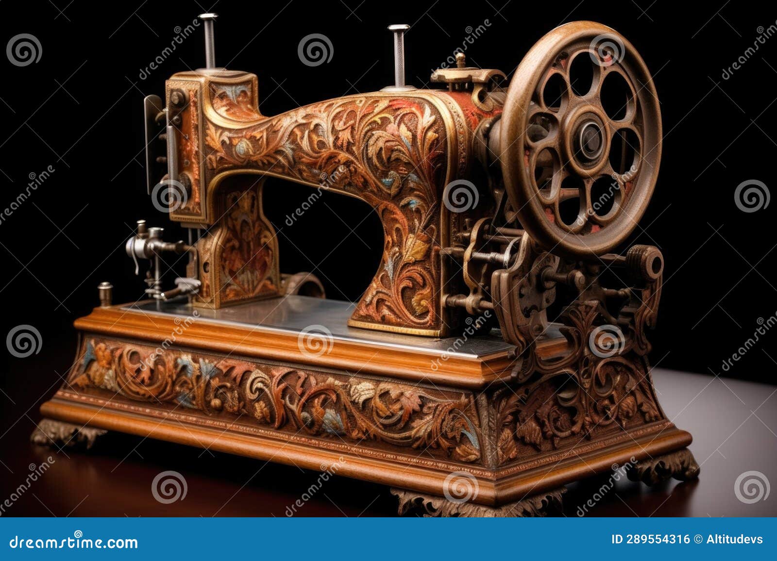 Antique Sewing Machine with Intricate Design Details Stock Illustration ...
