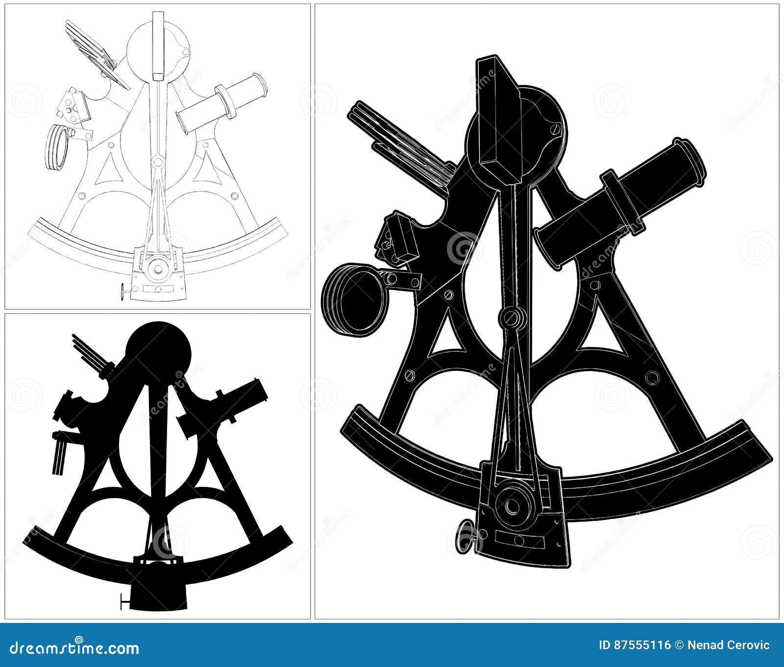 Sextant Antique Marine Maritime Tool Vector | CartoonDealer.com #78106409