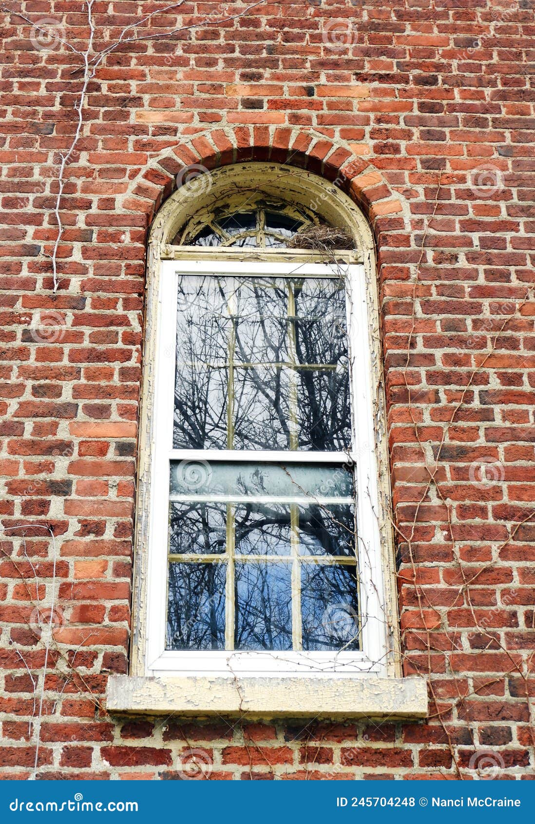 Antique Shaker Window in Historic Brick Watervliet Building Stock Photo ...