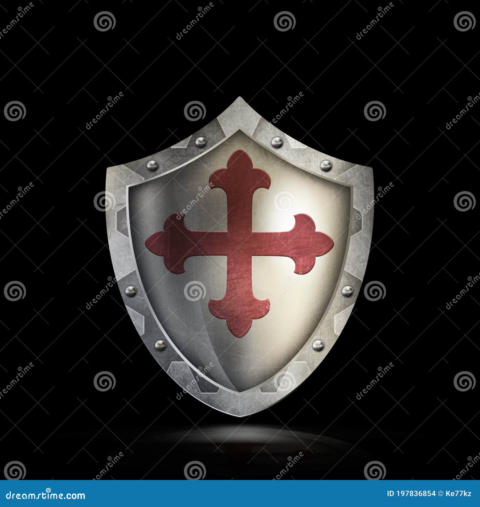 Antique shield with cross stock illustration. Illustration of armor ...