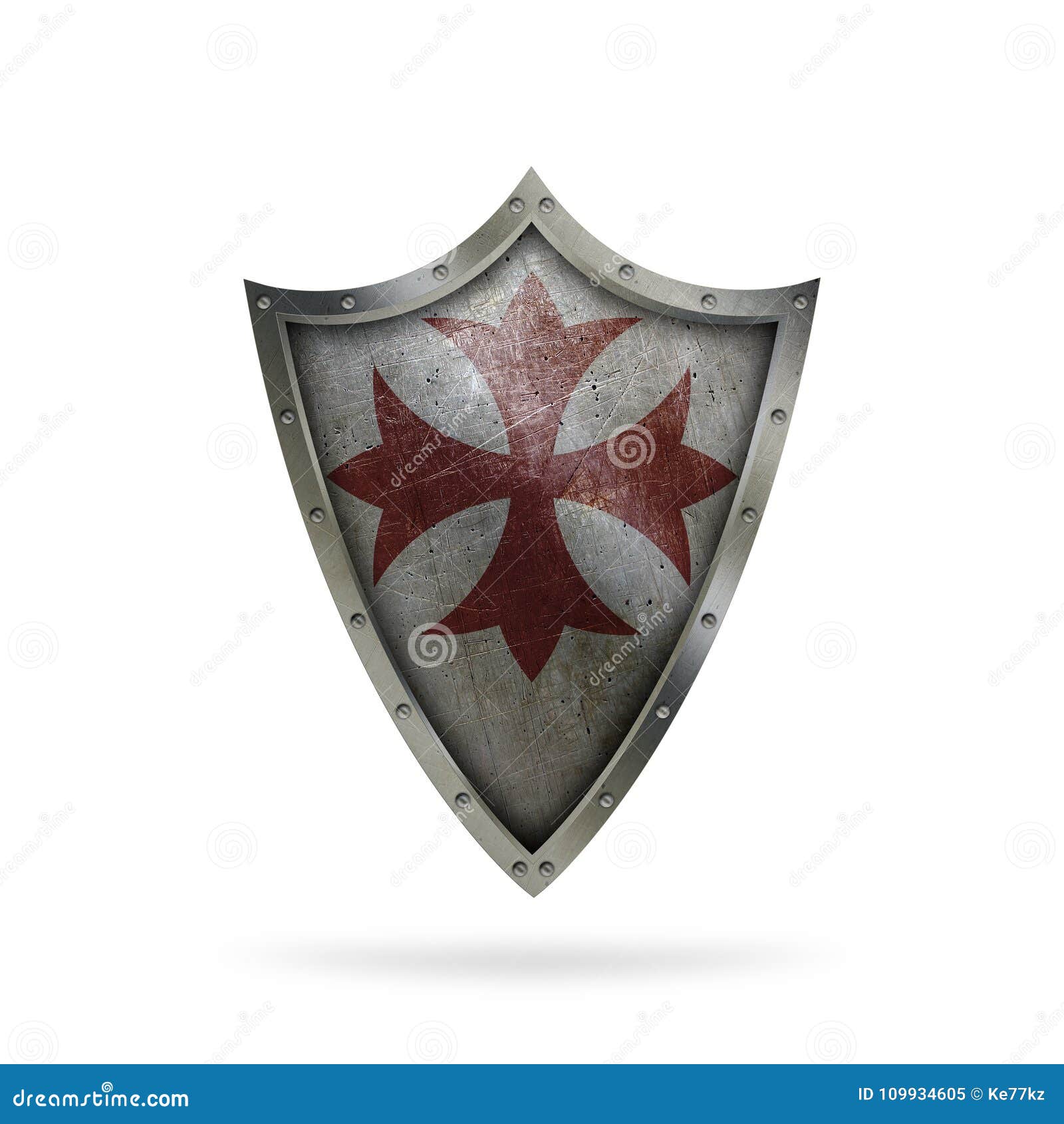 Medieval Riveted Shield with Cross. Stock Illustration - Illustration ...