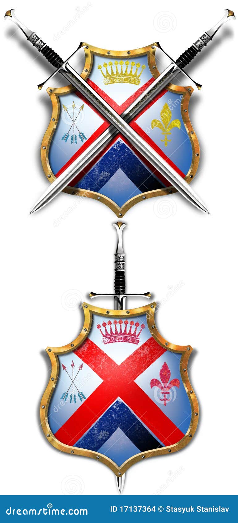 Antique Shield and Two Crossed Swords. Stock Illustration ...