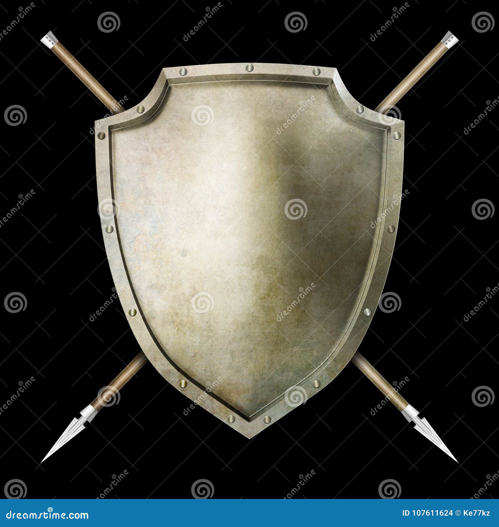 Antique Shield with Two Spears. Stock Illustration - Illustration of ...