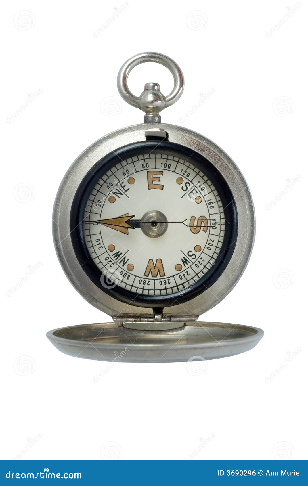Antique silver compass stock photo. Image of explore, west - 3690296
