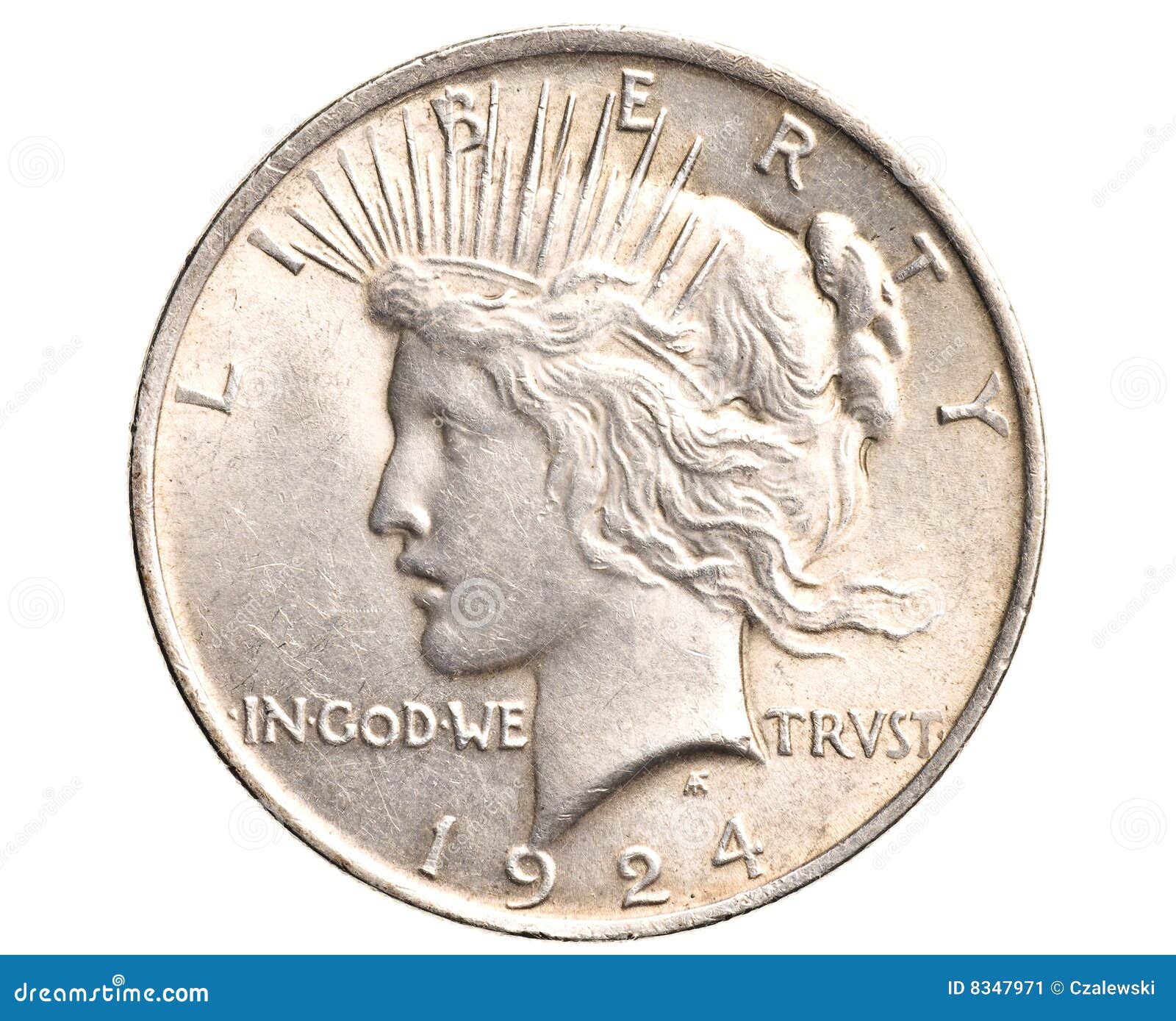 Antique Silver Dollar Isolated Stock Image - Image of head, background ...