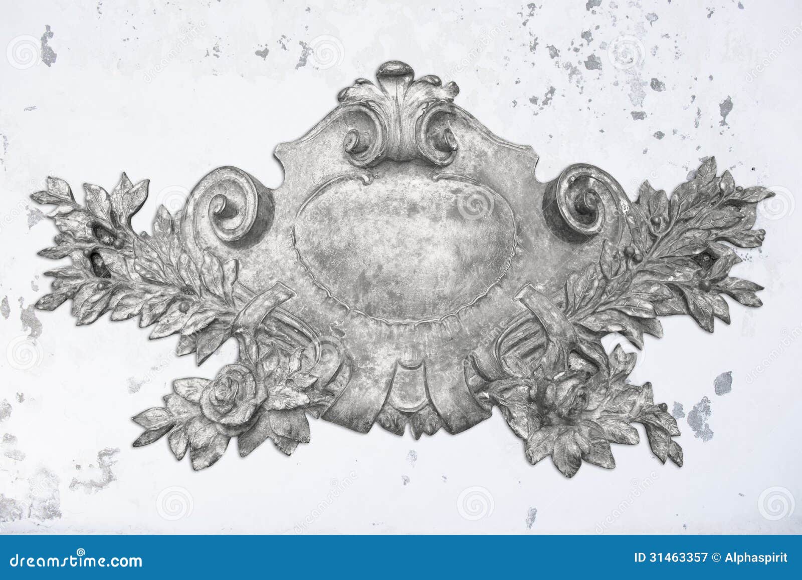 Antique silver emblem stock image. Image of gray, floral - 31463357