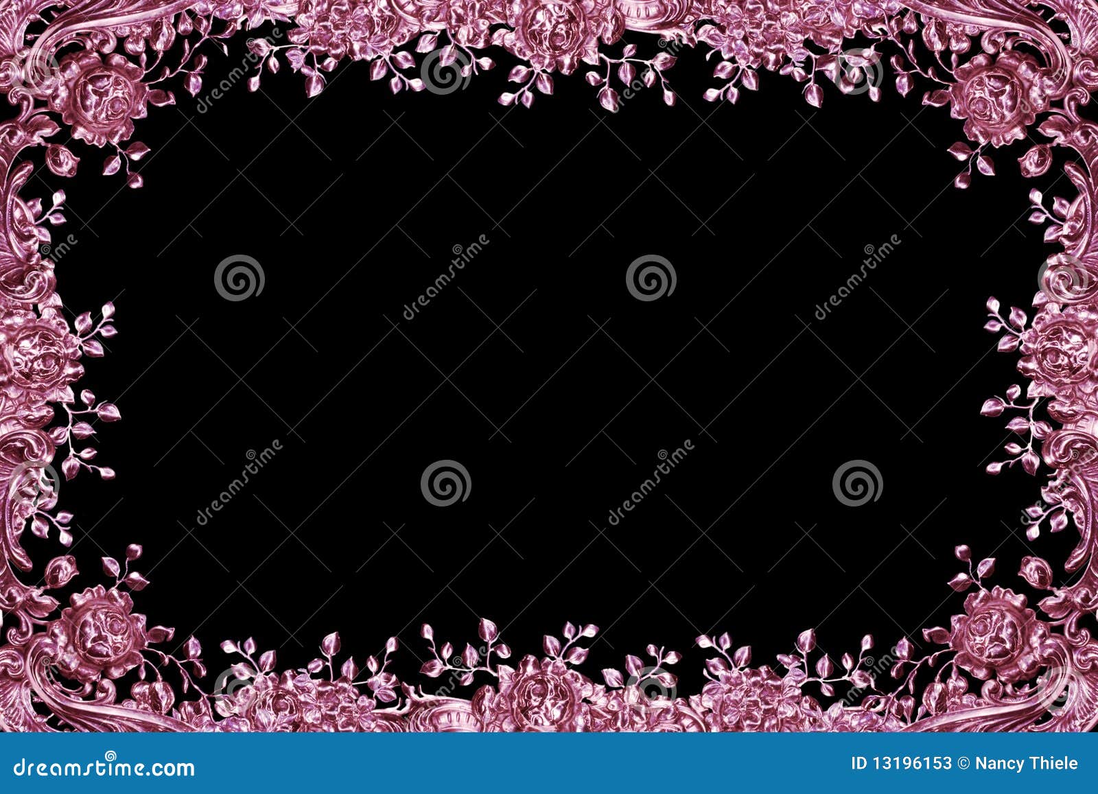 Antique Silver Floral Pattern As Frame Stock Image - Image of patina ...