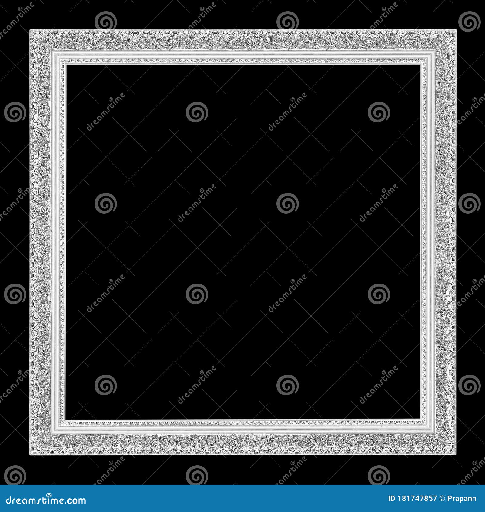 The Antique Silver Frame on the Black Background Stock Illustration ...