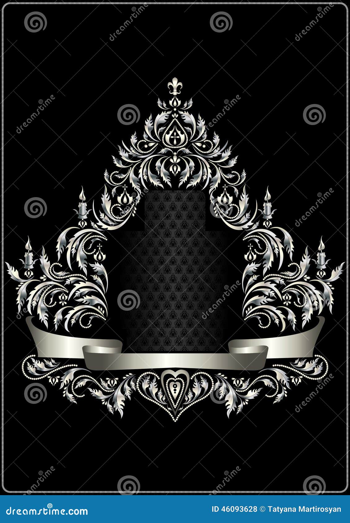 Antique Silver Frame with Heraldry and Decorative Ribbon Stock Vector ...