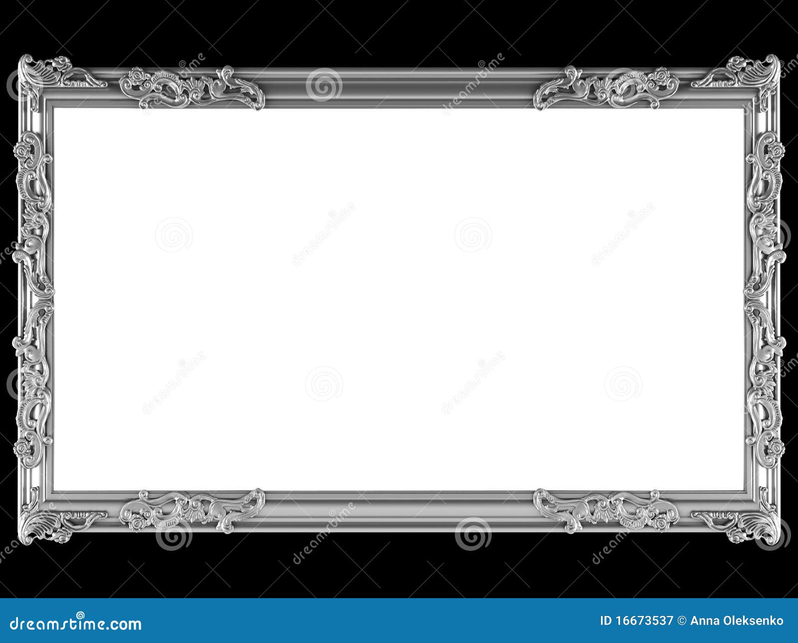 Antique Silver Frame, Ornate Details, Isolated On White , Regency ...