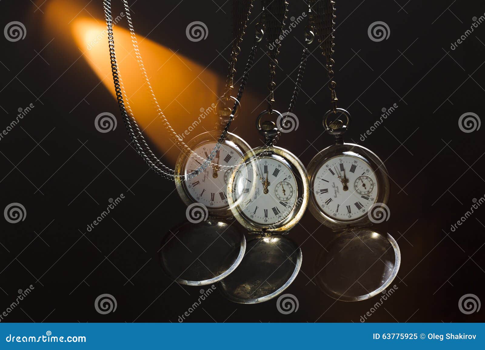 Antique Silver Pocket Watch on a Chain Stock Image - Image of studio ...