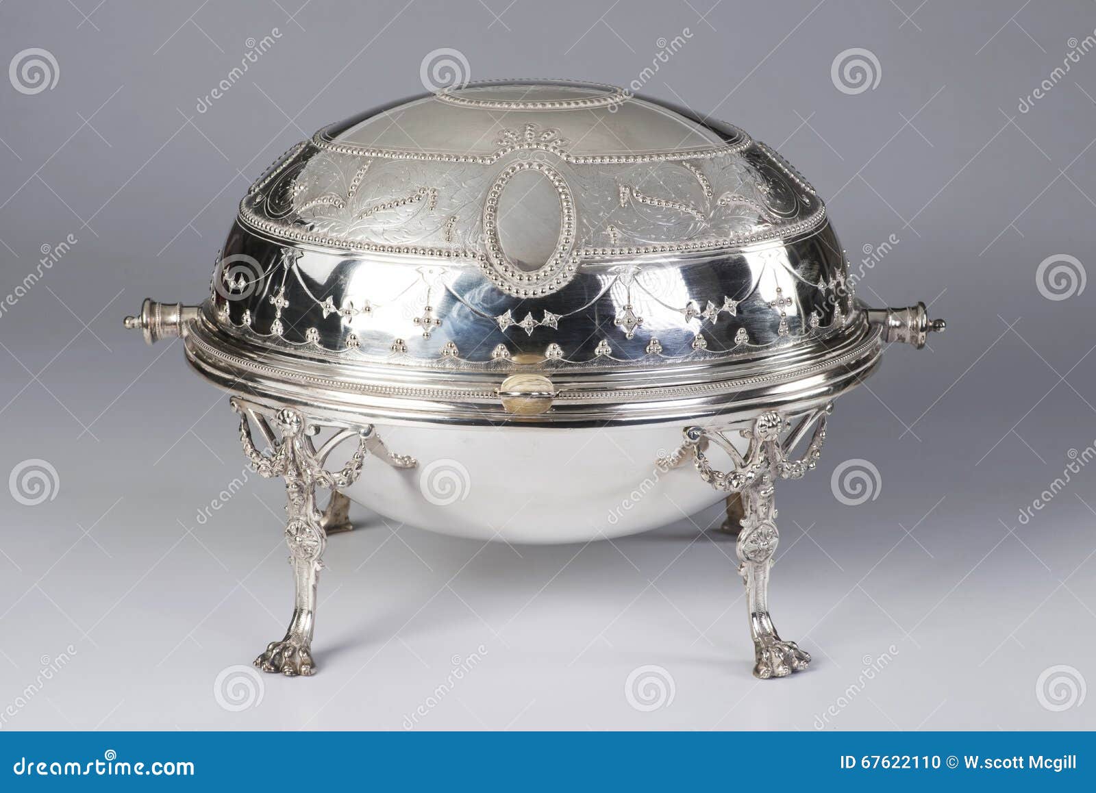 Antique Silver Revolving Server. Stock Photo - Image of domed, shiny ...