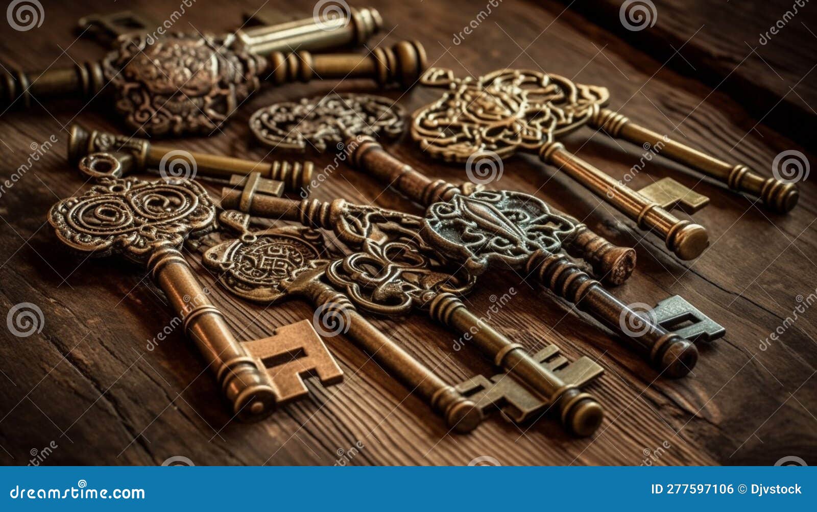 Antique Skeleton Key Unlocks Ornate Door Success Generated by AI Stock ...
