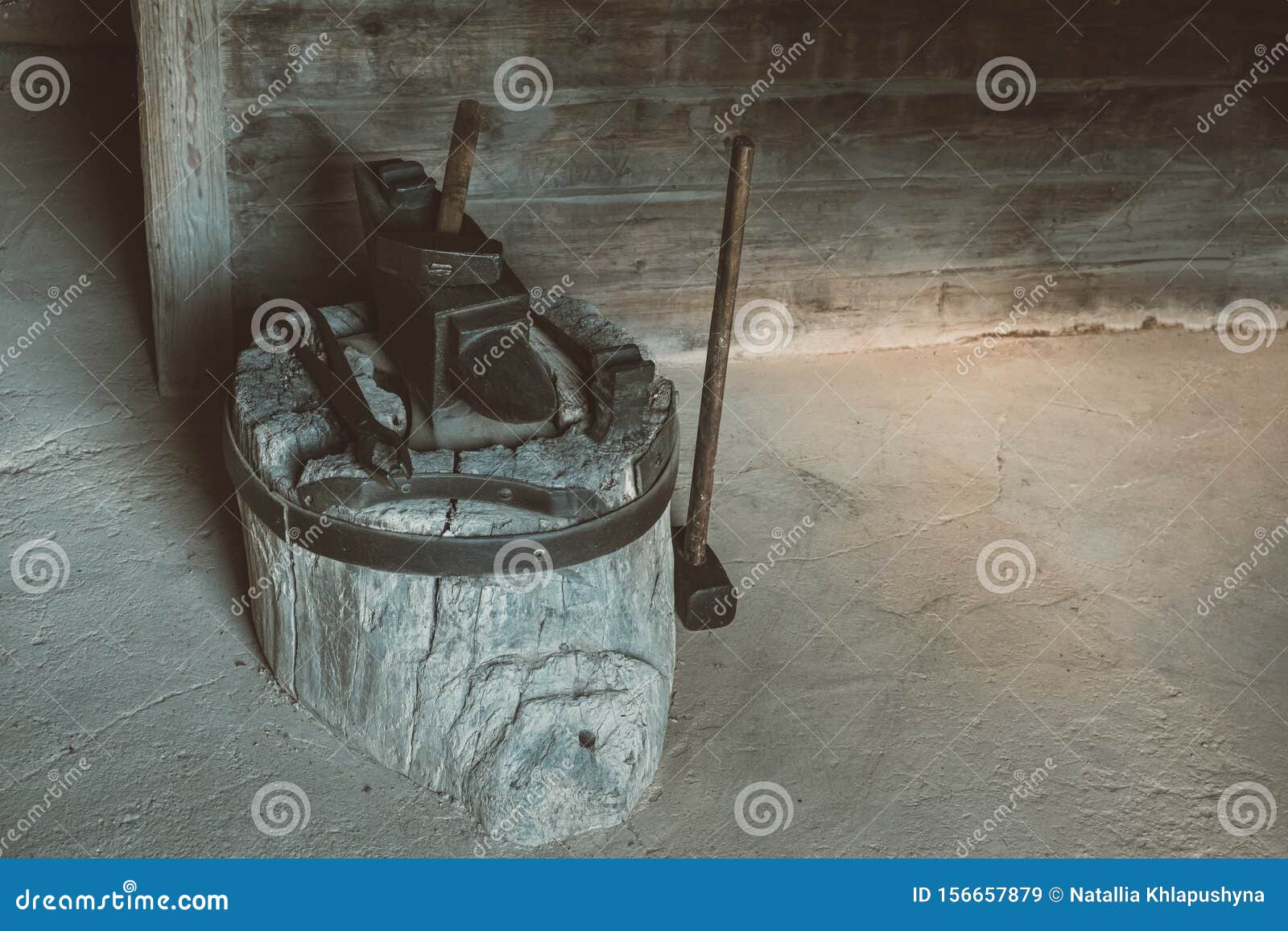 Antique Smithy. Retro Blacksmithing Tools Stock Image - Image of ...