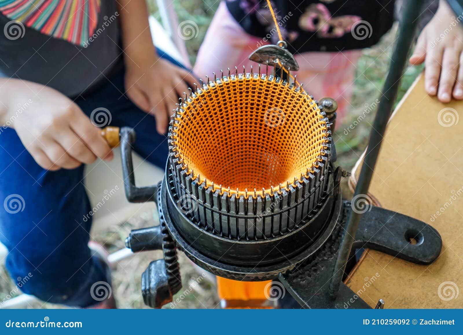 Antique Sock Knitting Machine Operated by Child Stock Photo - Image of ...