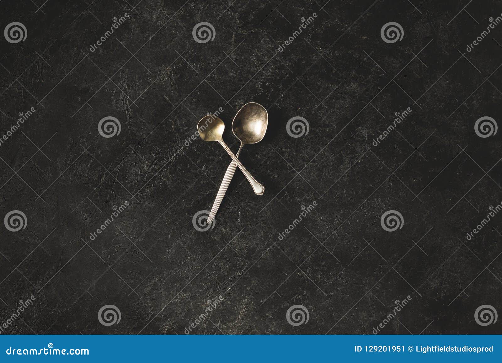 Top view of antique spoons stock image. Image of cutlery - 129201951