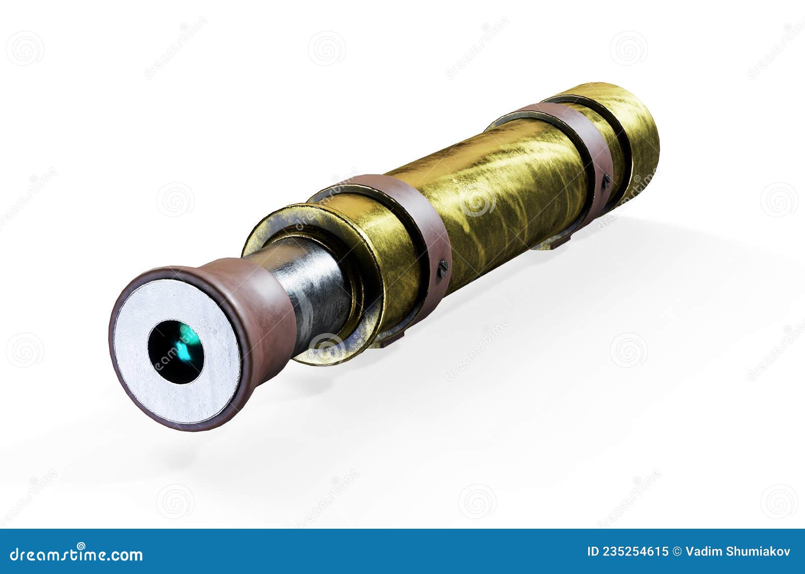 Antique Spyglass, Isolated on White Background, 3d Render Stock ...