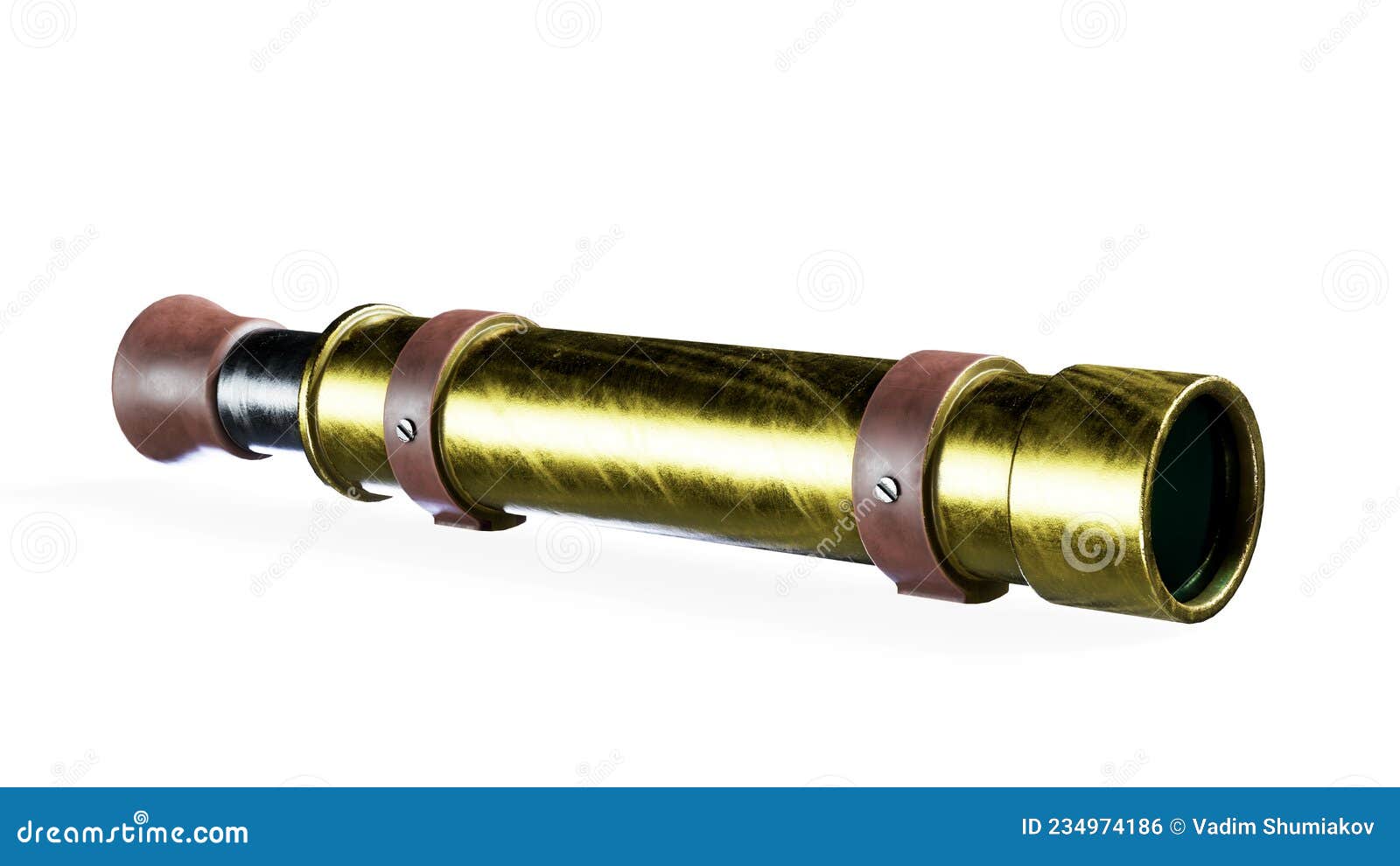 Antique Spyglass, Isolated on White Background, 3d Render Stock ... Antique Spyglass, Isolated on White Background, 3d Render Stock ...