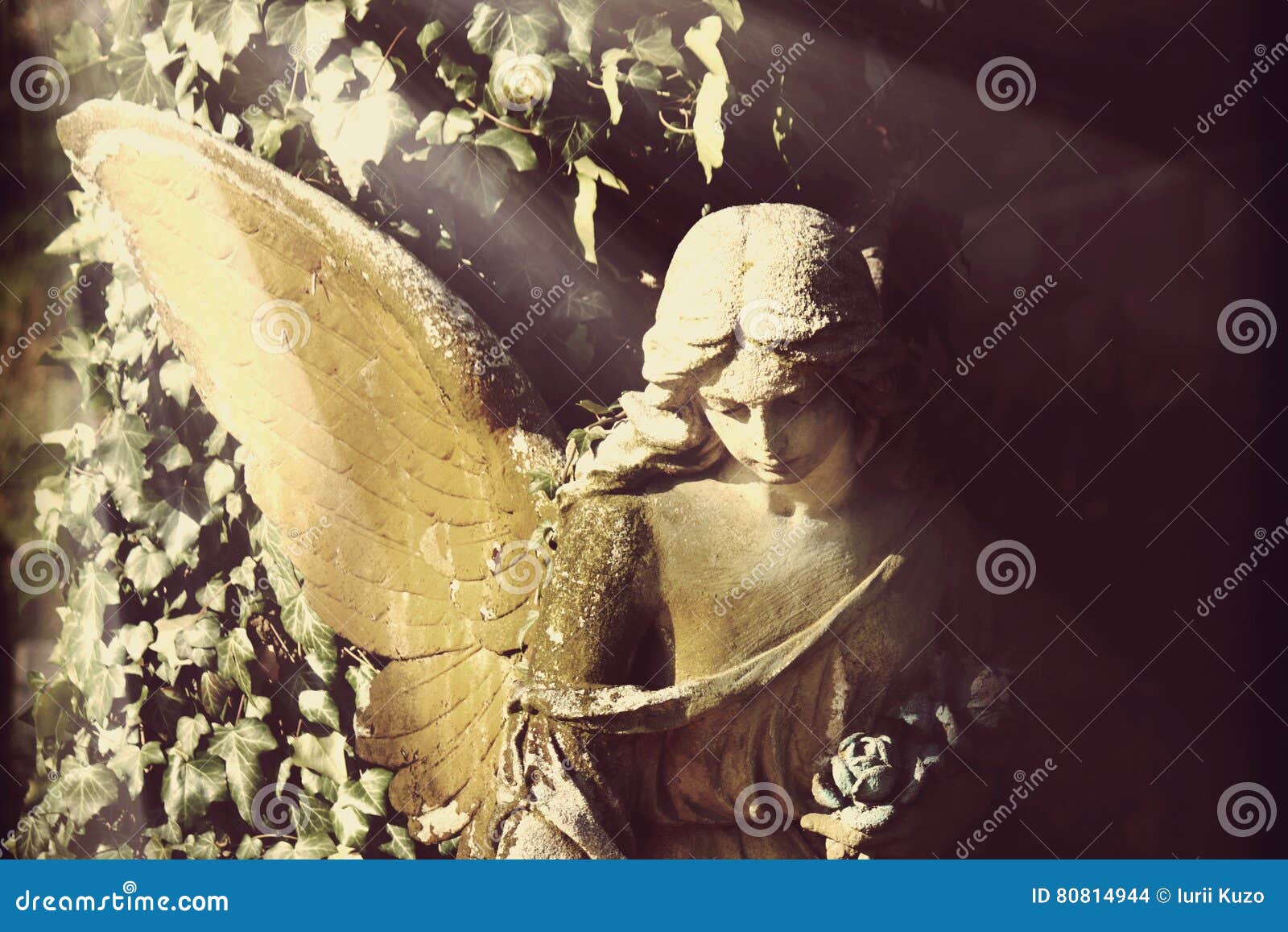 Antique Statue of Angel in the Sunlight Image Vintage Styled Editorial ...