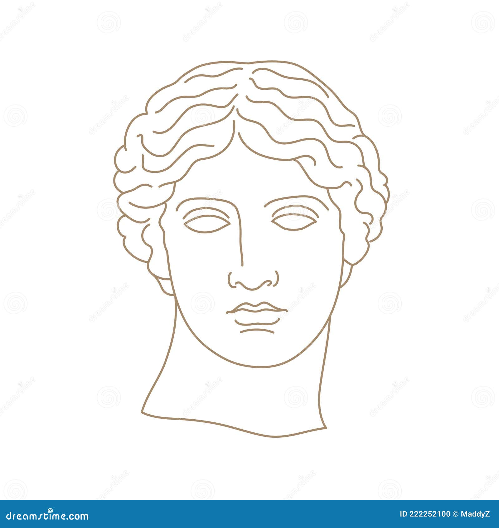 Antique Statue Head Vector Illustration in Contemporary Minimal Style ...