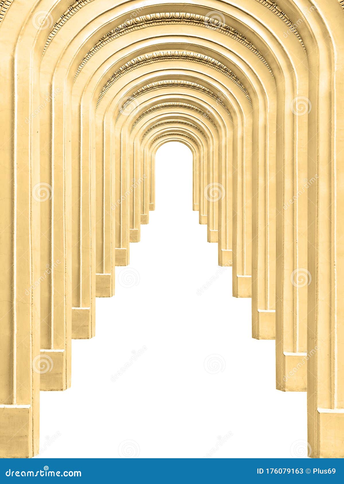 Antique Stone Arch Enfilade Isolated on White Background Stock Image ...