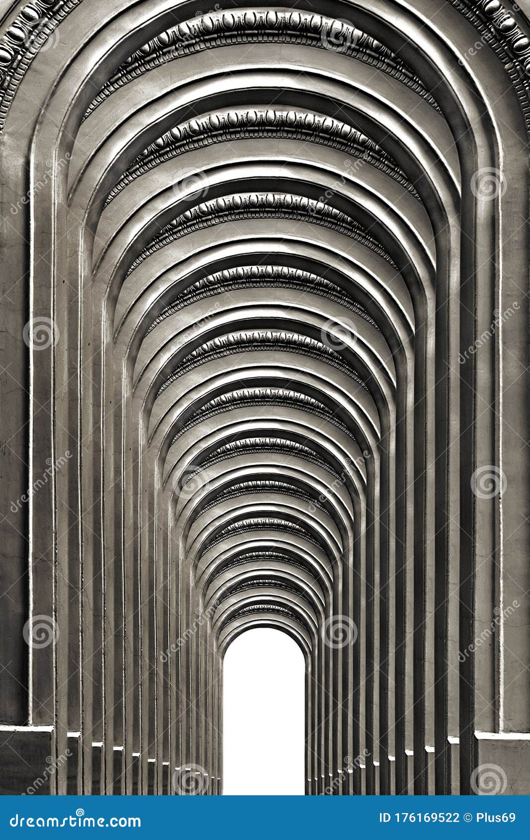 Antique Stone Arch Enfilade on White Background Stock Photo - Image of ...