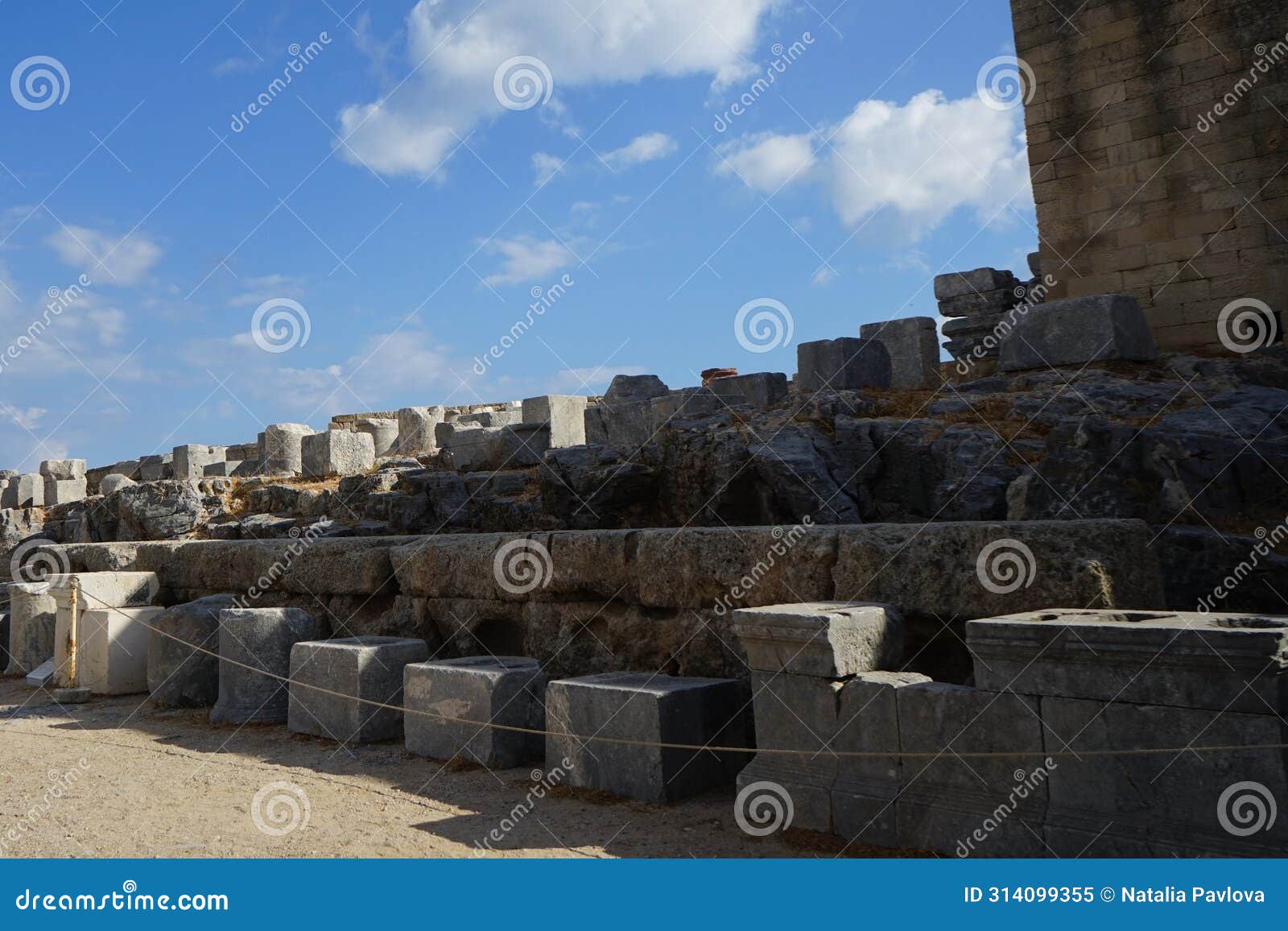 Antique Stone Building Blocks are Located between the Propilaea and the ...