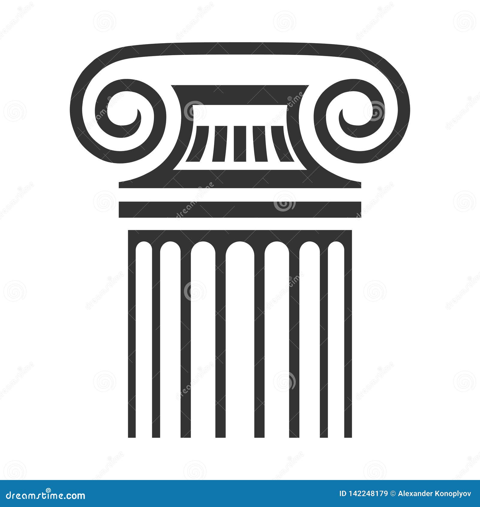 Antique Stone Column Icon, Classical Ornate Element Stock Vector ...