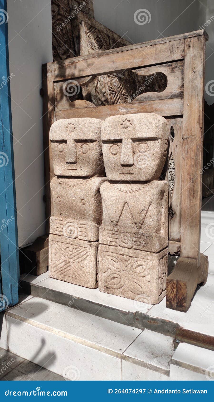 Antique Stone Statue from Timor Indonesia Stock Image - Image of window ...