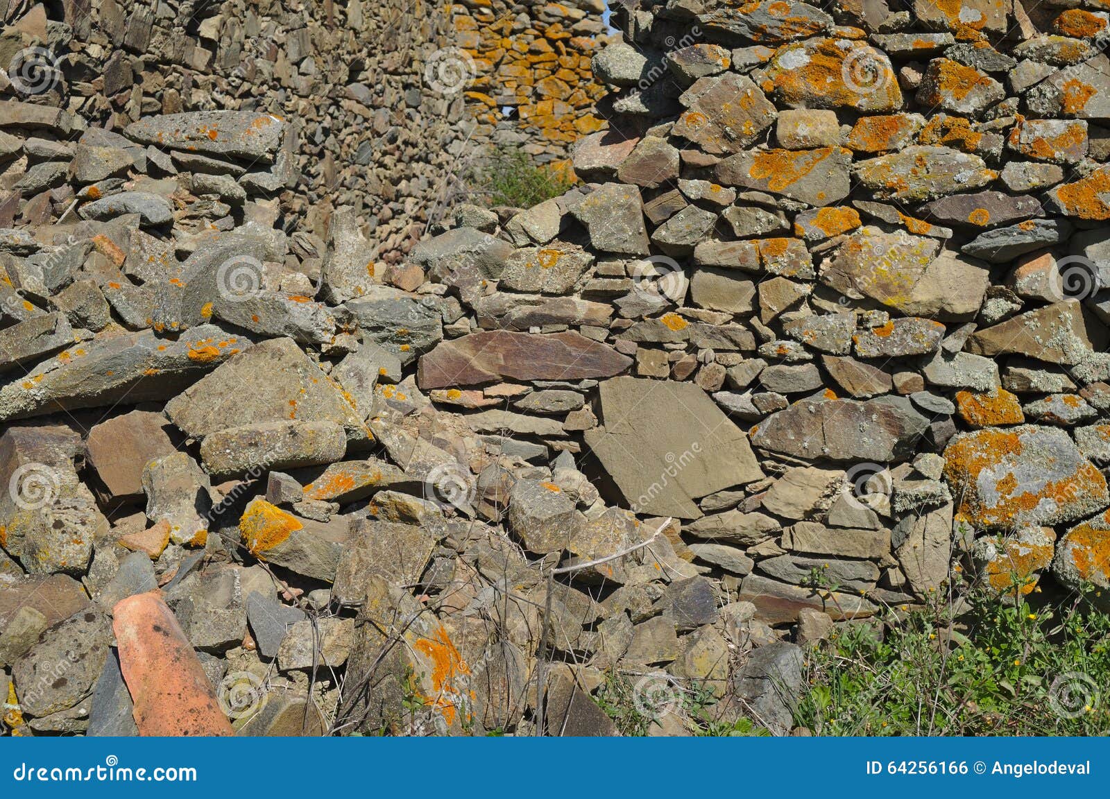 Antique Stone Wall Ruins stock photo. Image of architectural - 64256166