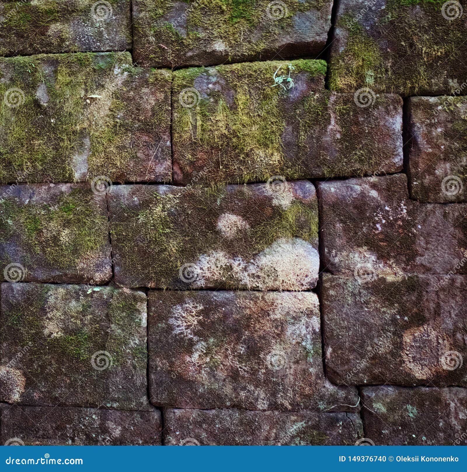 Antique Stonework Covered with Moss. Ancient Ruins Stock Photo - Image ...