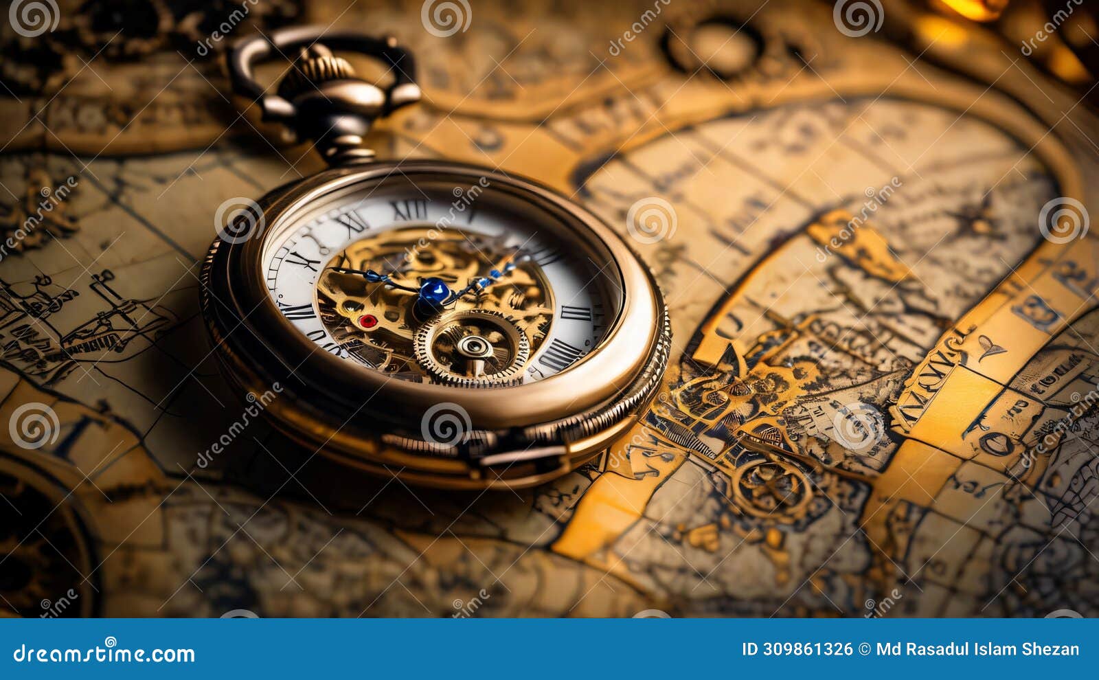 Antique Stopwatch on Classic Map Stock Photo - Image of stopwatch, wood ...