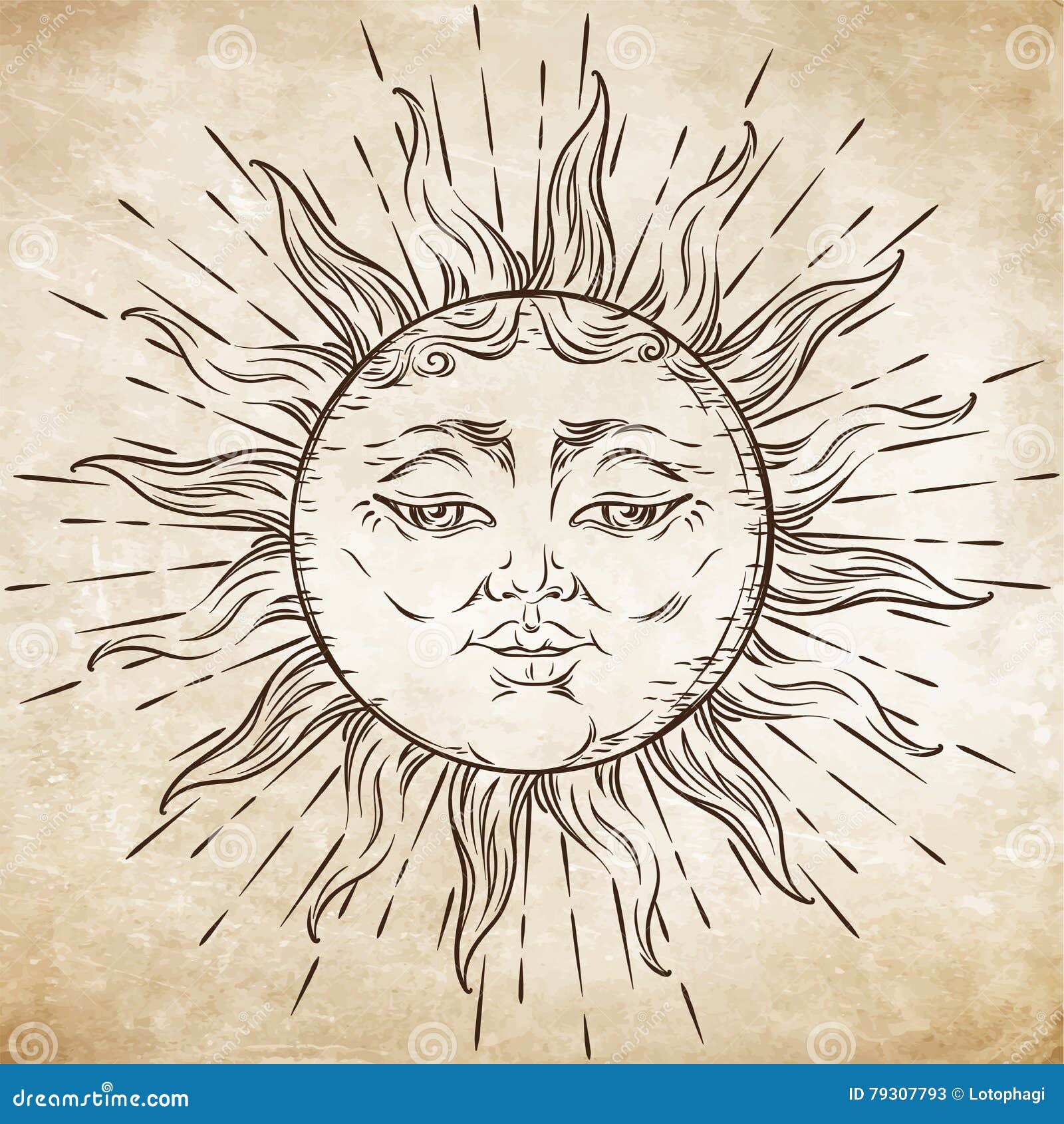 Vintage Sun Drawing