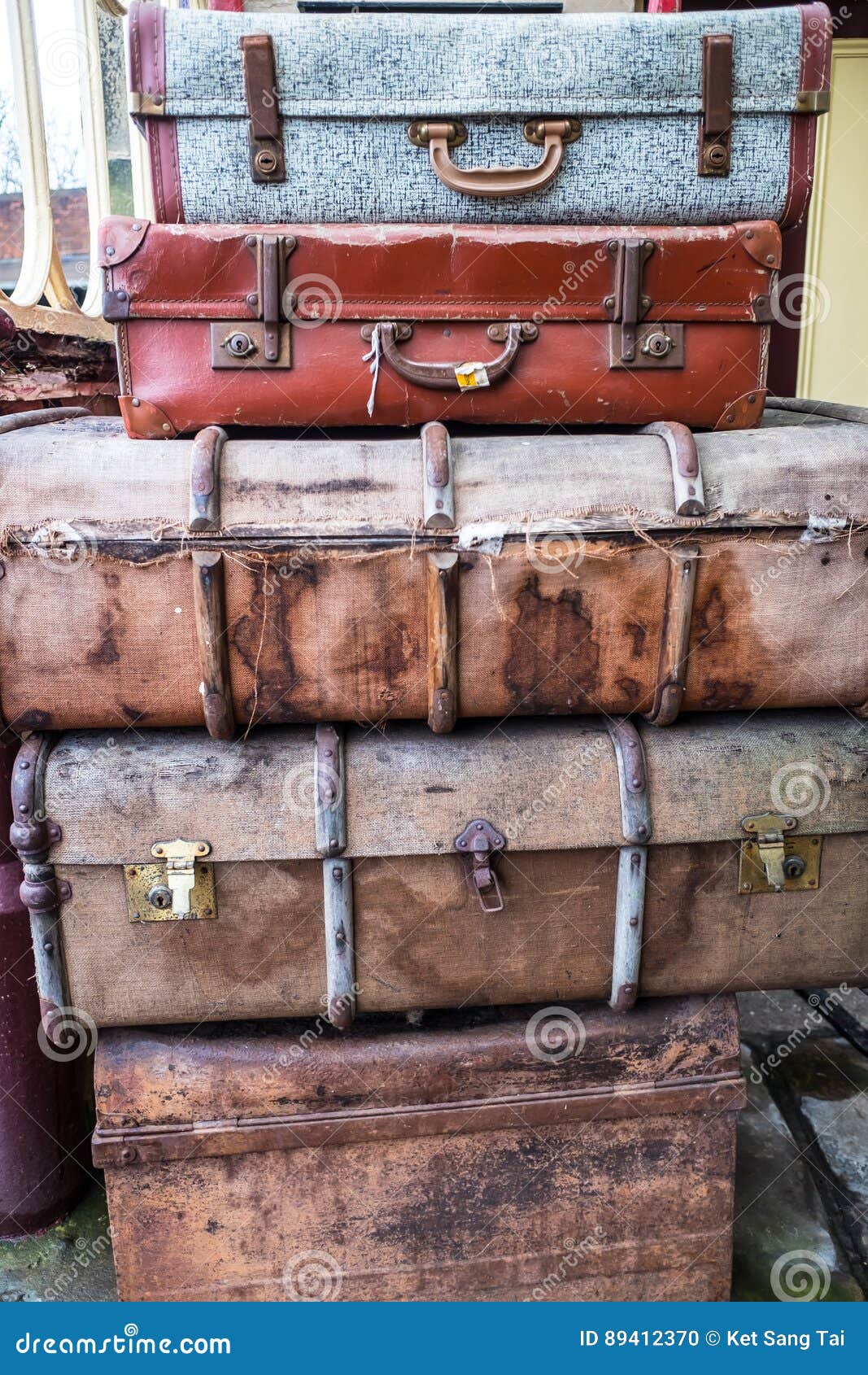 Antique Suitcases stock photo. Image of retro, damaged - 89412370