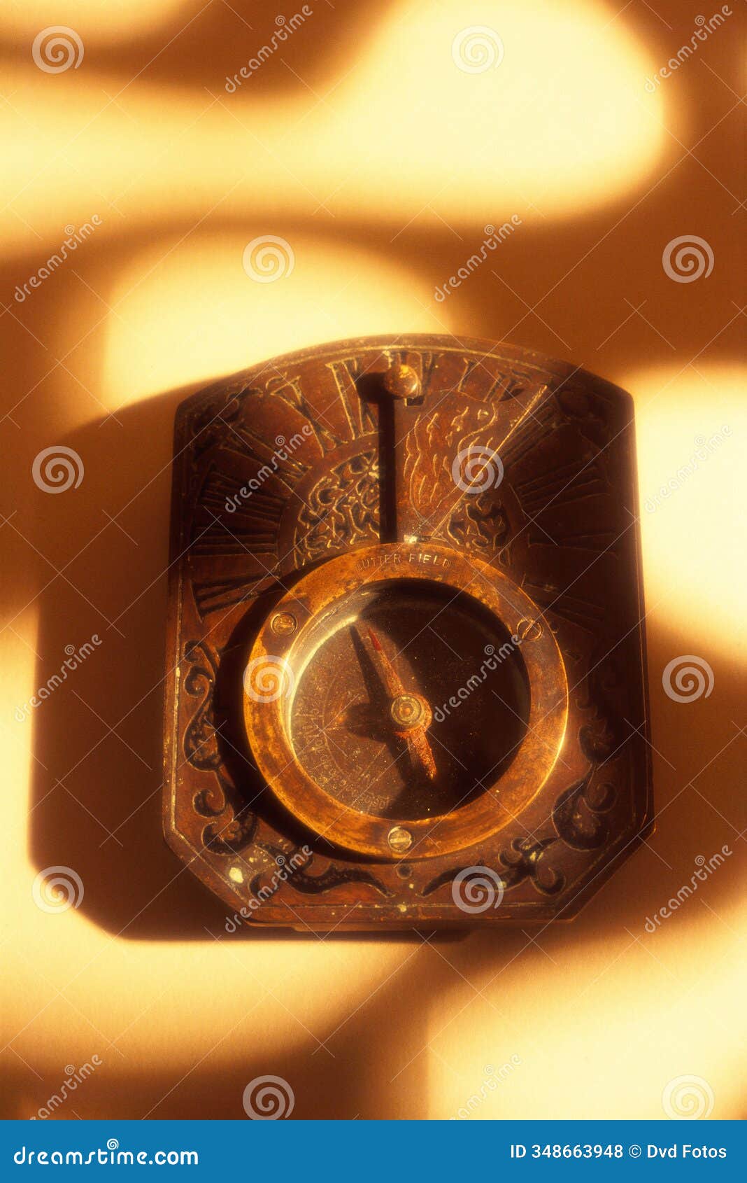 Antique Compass and Sundial Showing Time Direction Editorial Stock ...