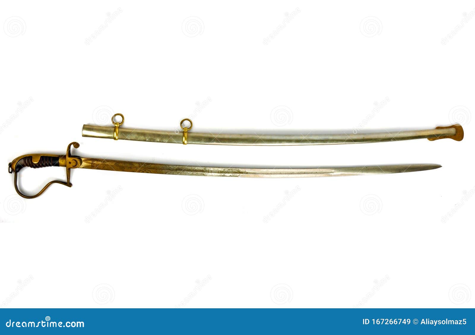 Antique Sword and Sheath on Isolated White Background Stock Image ...
